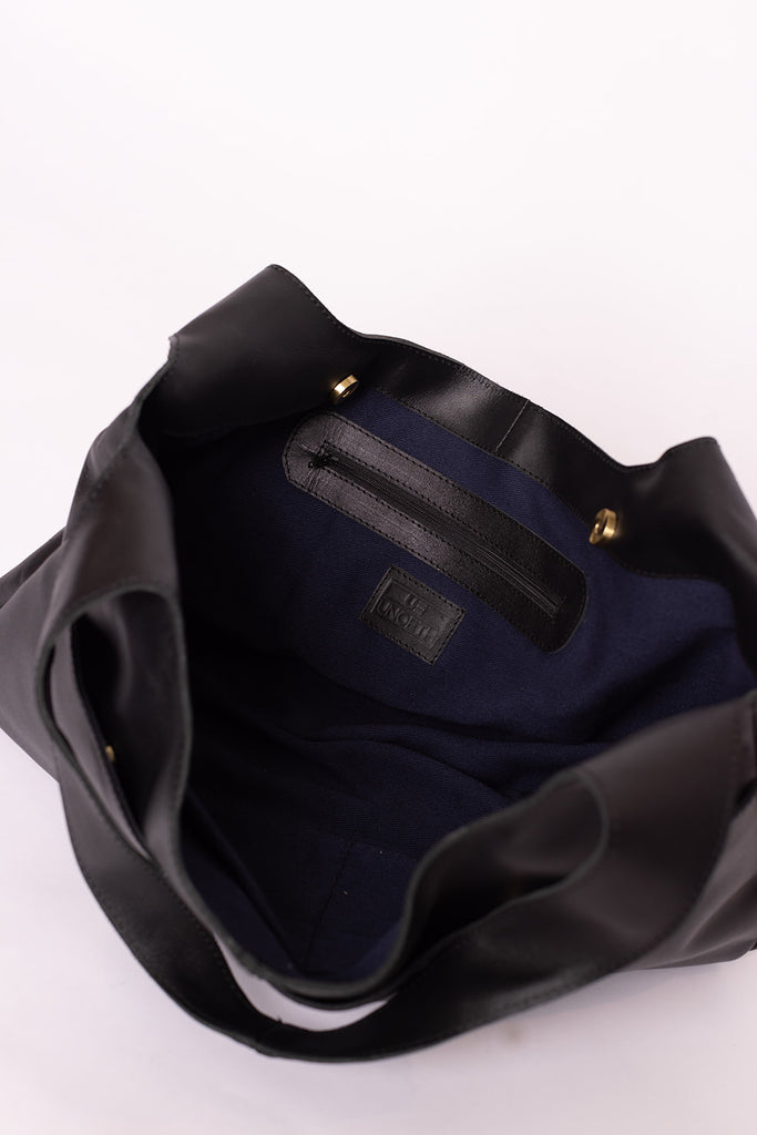 Sami Oversized Leather Tote Bag - Black – UnoEth